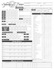 Spheres of Power Character Pad - Pathfinder - Noble Knight Games